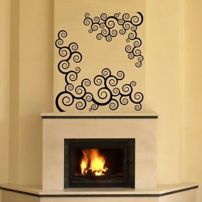 Swirls over Fireplace- Custom Wall Vinyl Decals